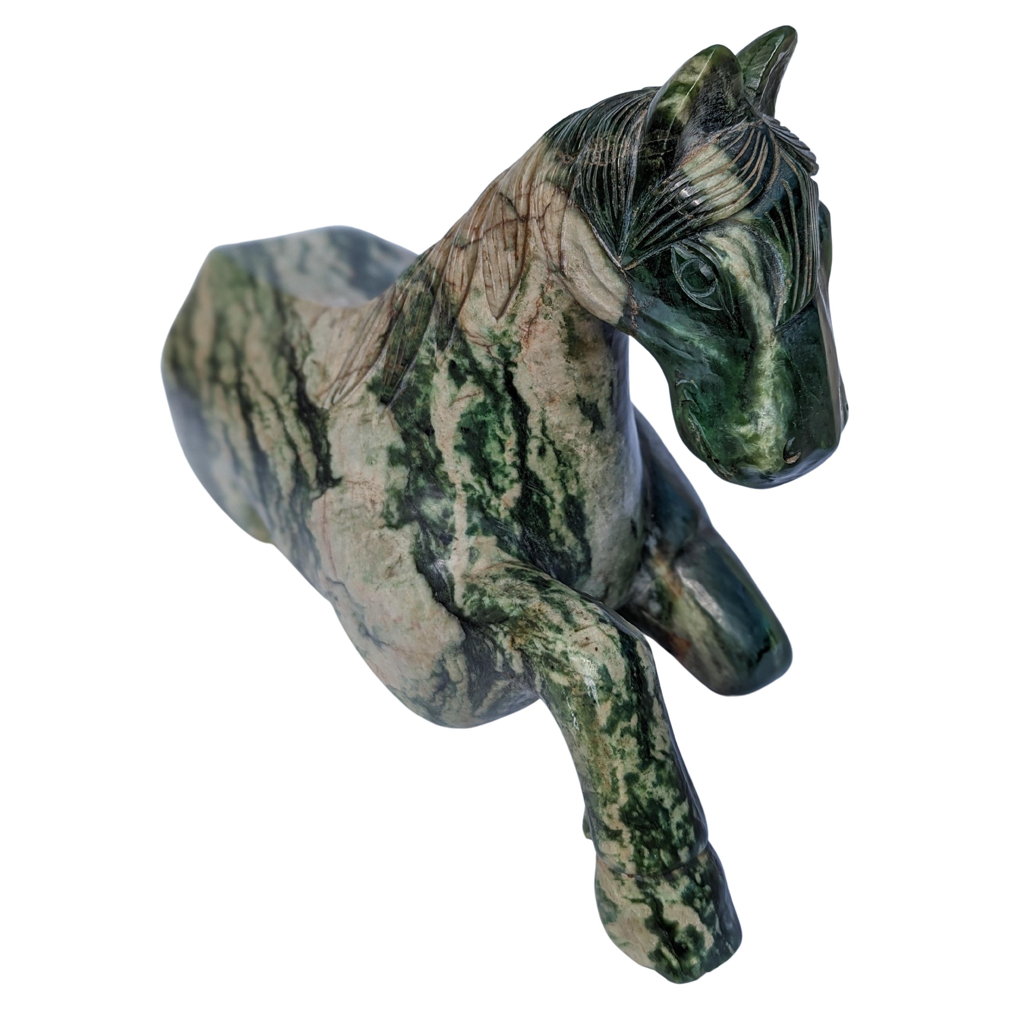 Antique 19th Century Chinese Spinach Jade Tang Horse Monumental Size ...