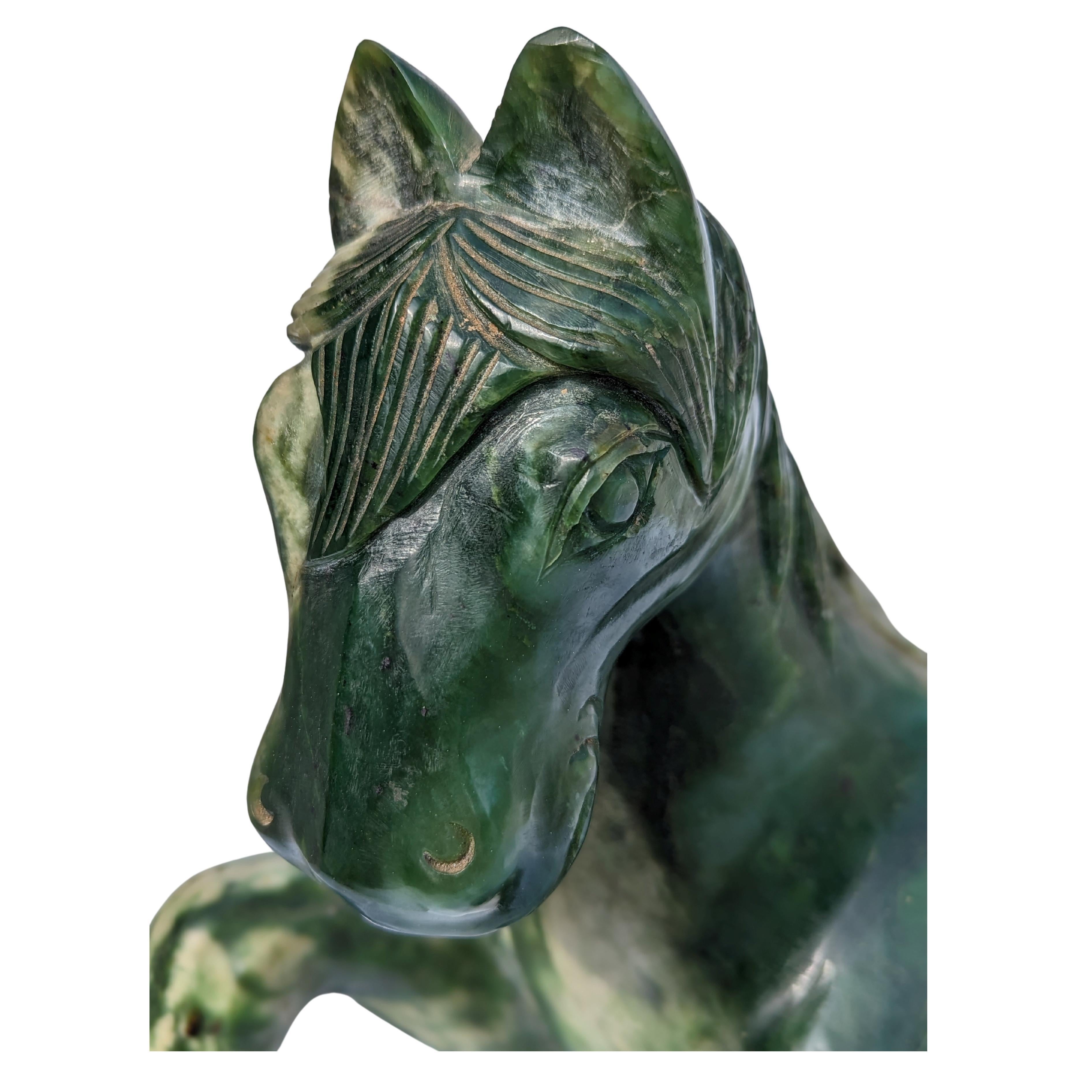 Antique 19th Century Chinese Spinach Jade Tang Horse Monumental Size ...
