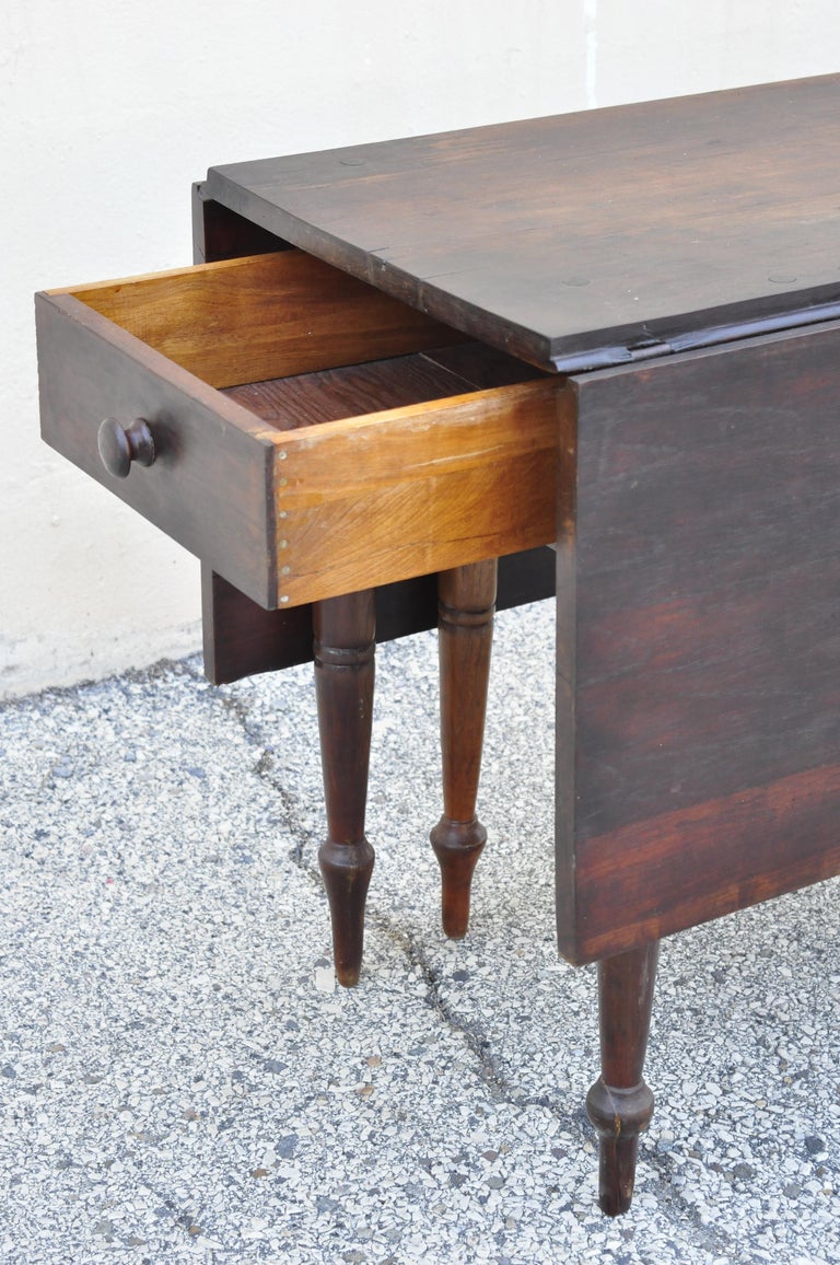 Antique 19th Century Colonial Walnut Drop Leaf Breakfast Dining Table w ...