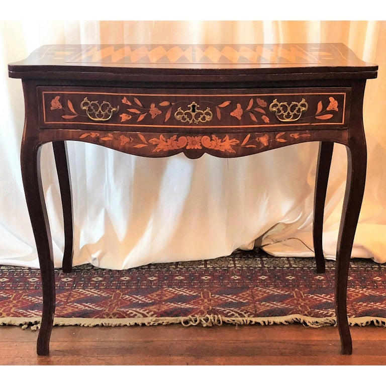 Antique 19th Century Dutch Marquetry Games Table, Backgammon, Chess and ...