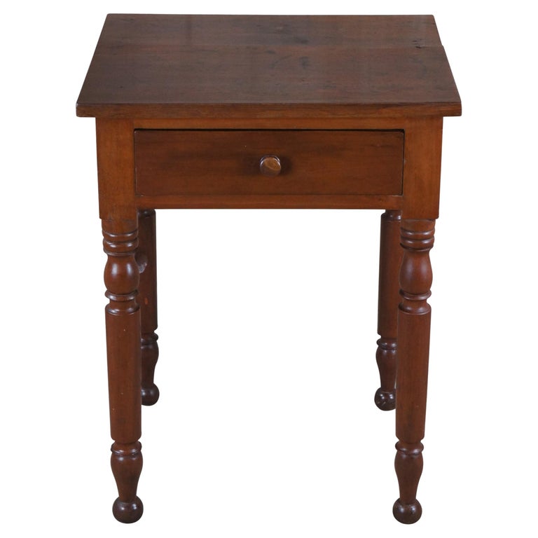 Antique 19th Century Early American Primitive Cherry Side Accent Table Nightstan For Sale at 1stDibs
