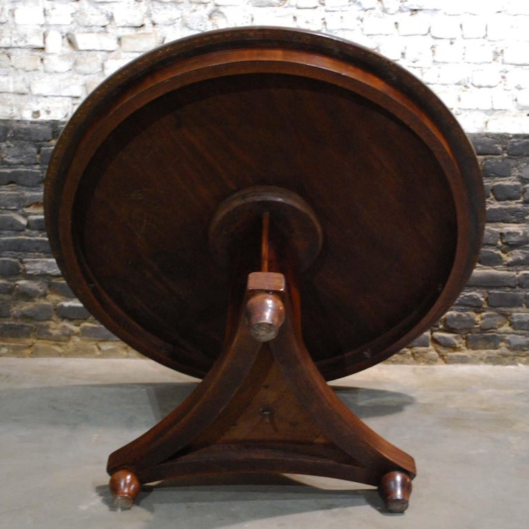 Antique 19th Century Empire Dutch Mahogany Round Dining Table at 1stDibs