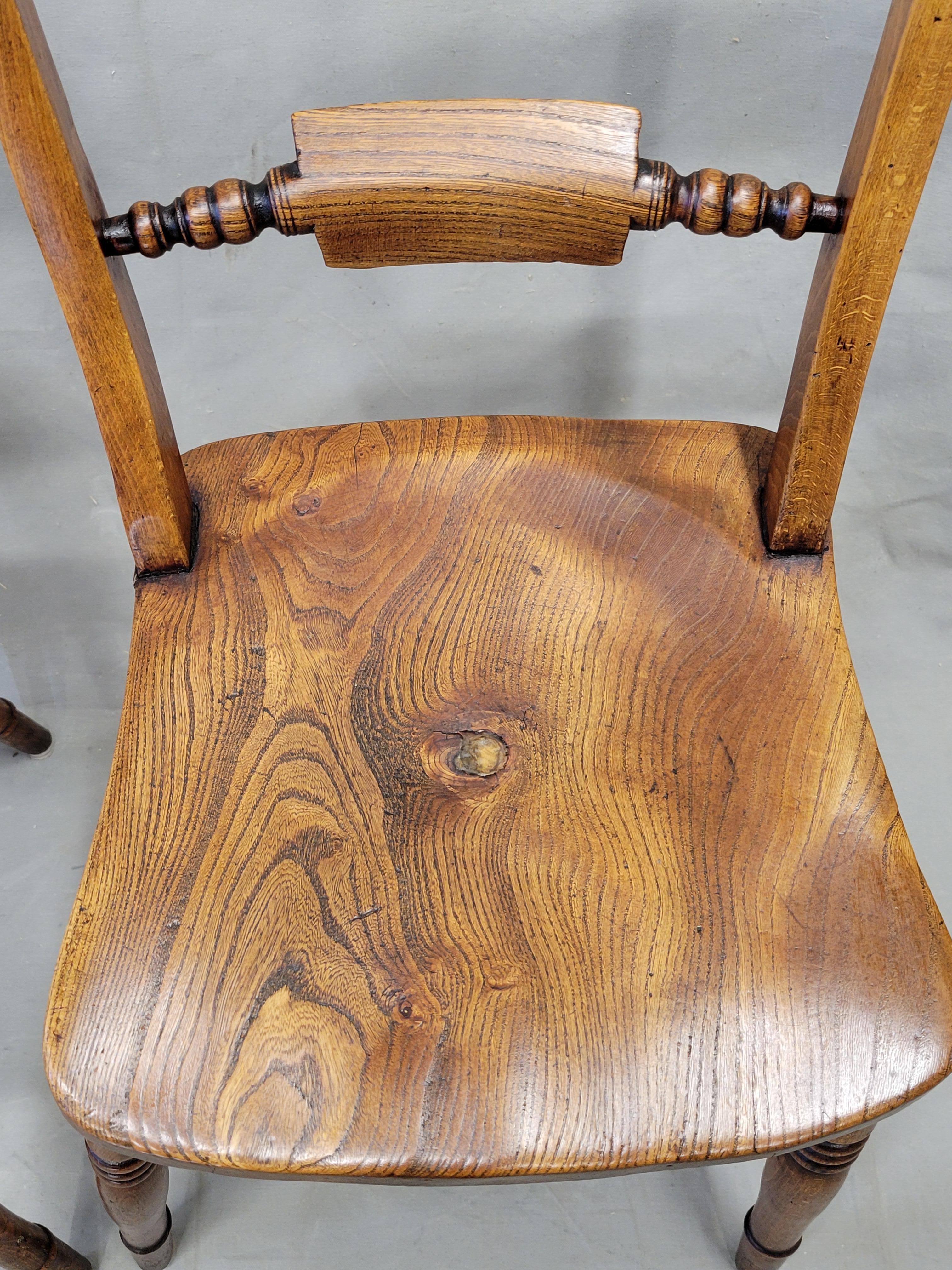 Antique 19th Century English Country Elm Oxford Bar-Back Side Chairs ...