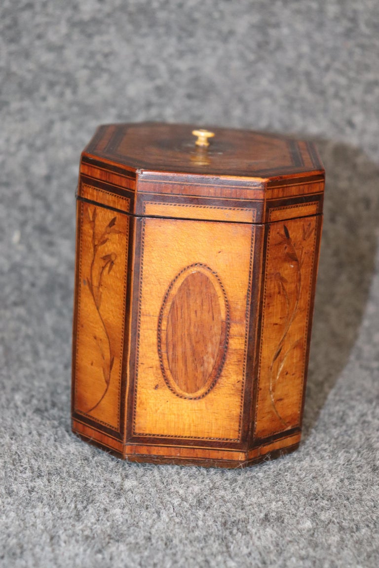 Antique 19th Century English Edwardian Inlaid Tea Caddy Box For Sale at ...
