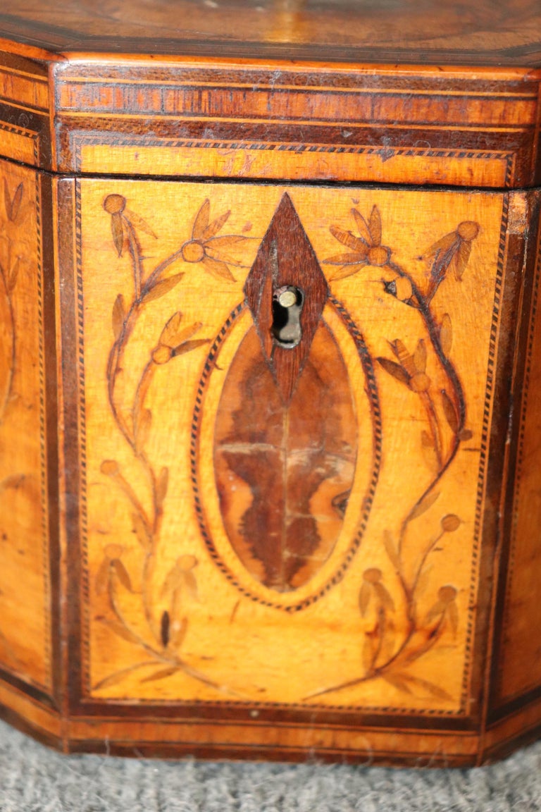Antique 19th Century English Edwardian Inlaid Tea Caddy Box For Sale at ...