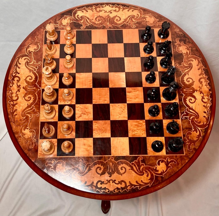 Antique 19th Century English Victorian Era Walnut Chess Table, Circa ...