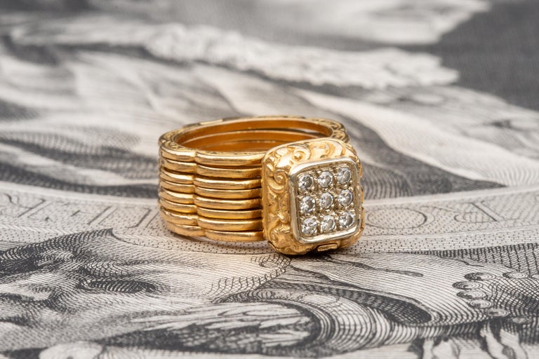 Antique 19th Century French 18k Gold Convertible Ring Bracelet Pave ...