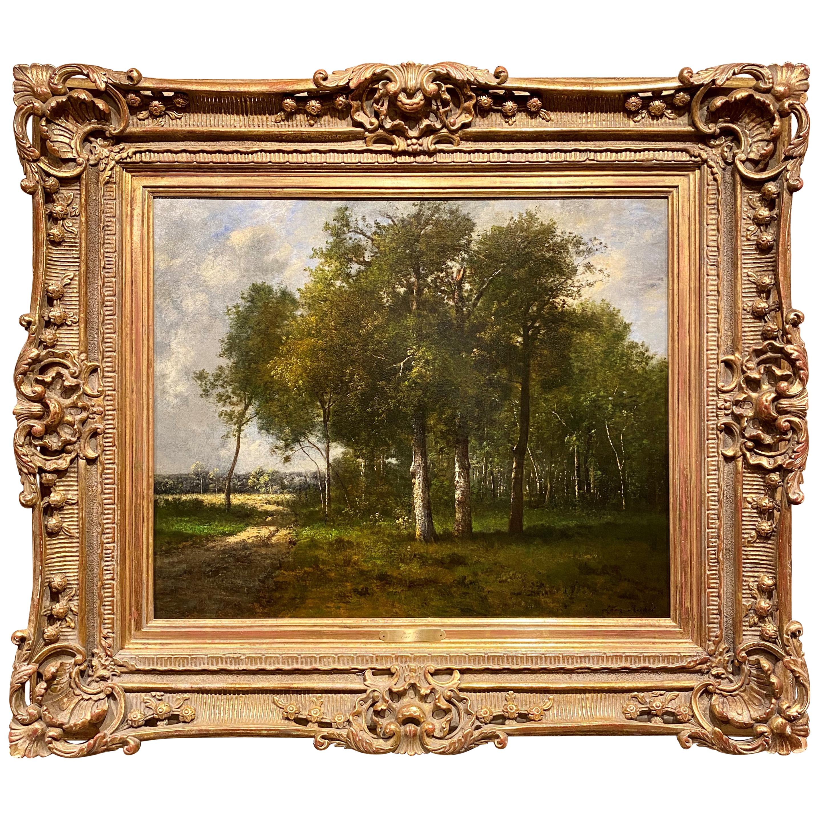 Antique 19th Century French Barbizon School Landscape Painting by Leon ...