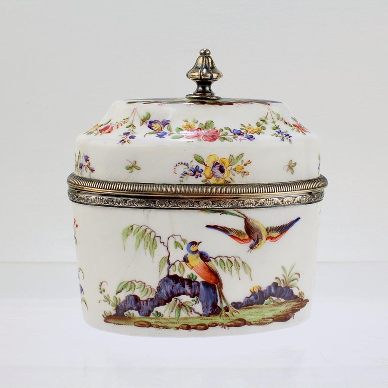Antique 19th Century French Beaux-Arts Silver-Mounted Enamel Tea Caddy ...