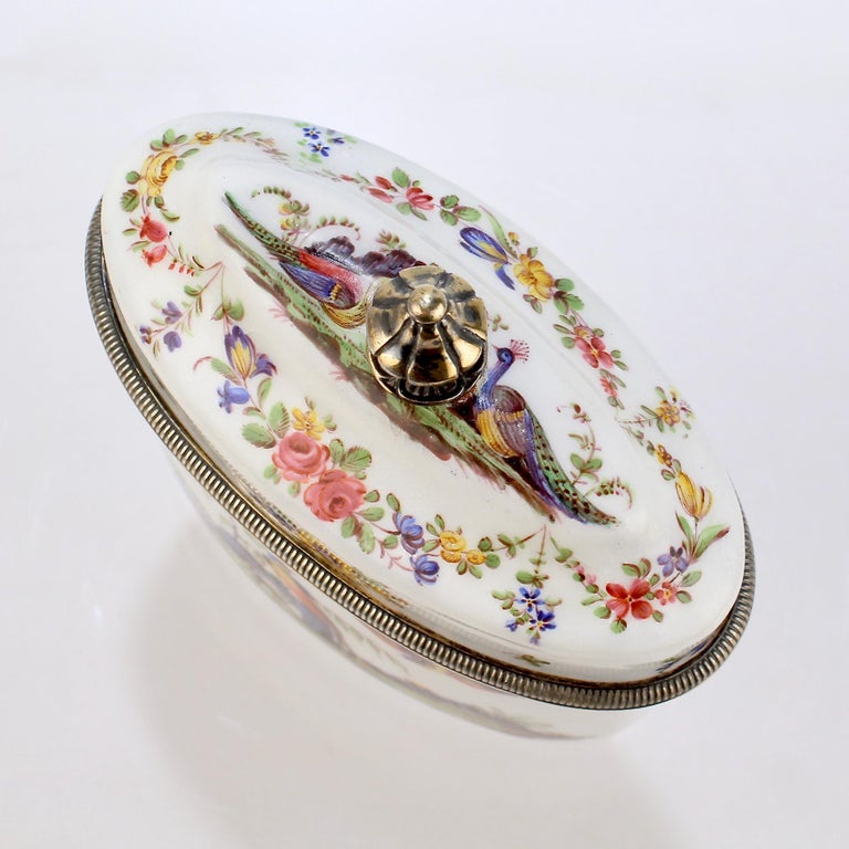 Antique 19th Century French Beaux-Arts Silver-Mounted Enamel Tea Caddy ...