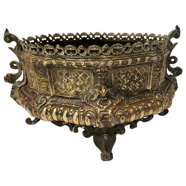 Antique 19th Century French Brass Cachepot Planter Jardinière For Sale ...