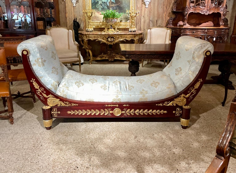 Méridienne ancienne de style Empire français du 19ème siècle en bronze ...