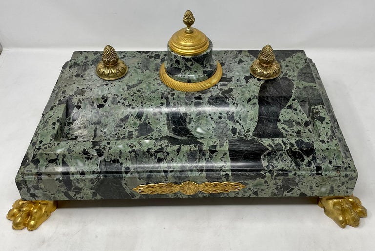 Antique 19th Century French Green Marble and Ormolu Ink Stand. For Sale ...