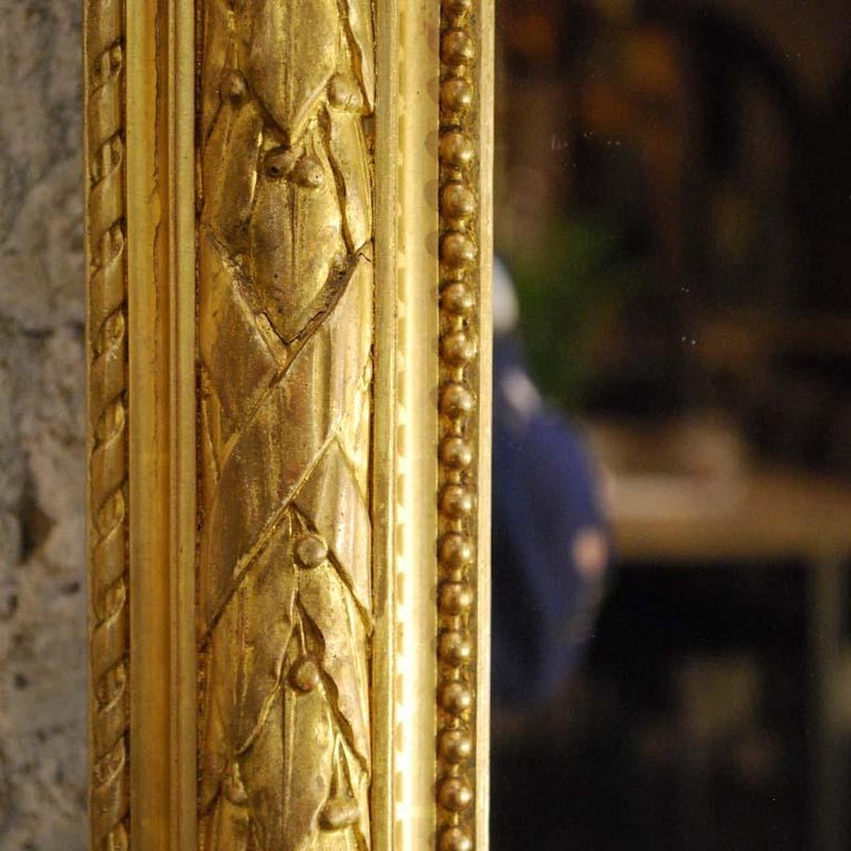 Antique 19th Century French Louis Seize Gold Gilt Mirror with Crest at ...