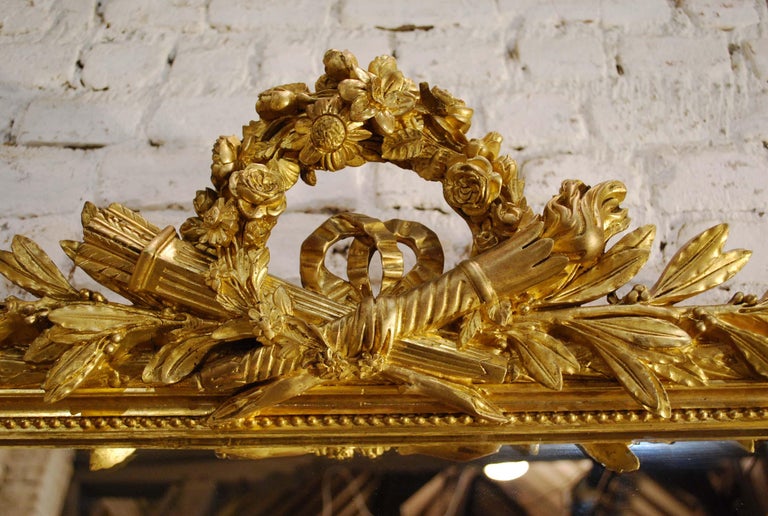 Antique 19th Century French Louis Seize Gold Gilt Mirror with Crest at ...