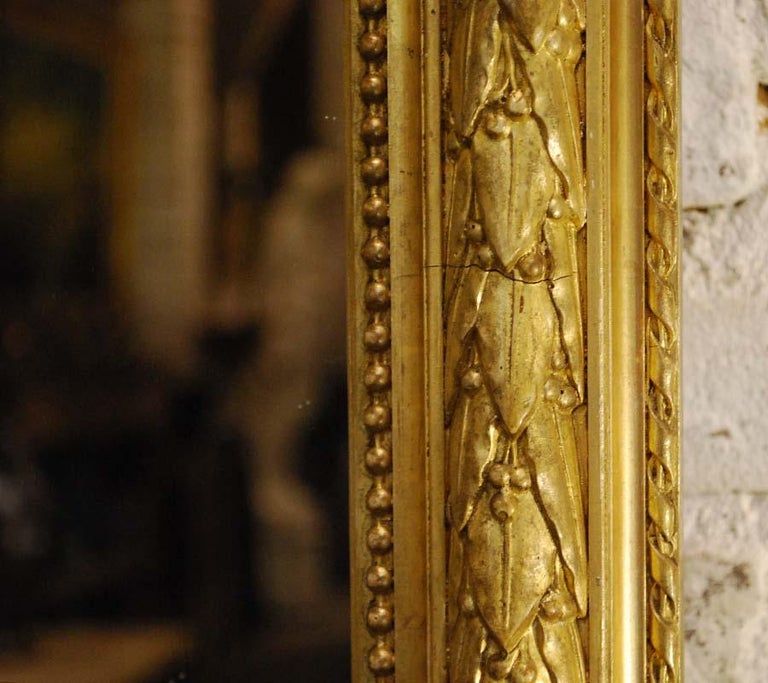 Antique 19th Century French Louis Seize Gold Gilt Mirror with Crest at ...