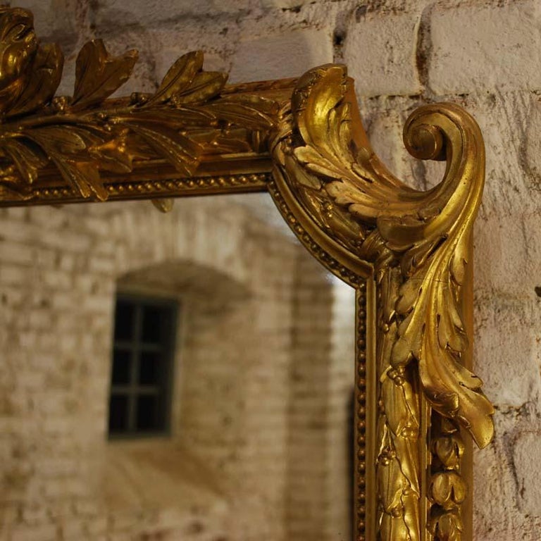 Antique 19th Century French Louis Seize Gold Gilt Mirror with Crest at ...