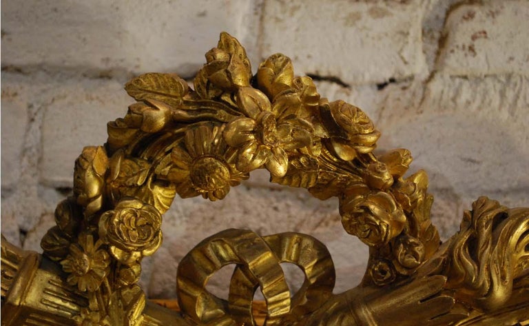 Antique 19th Century French Louis Seize Gold Gilt Mirror with Crest at ...