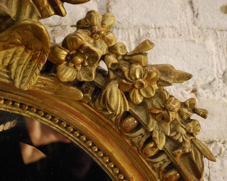 Antique 19th Century French Louis Seize Partially Gilt Oval Mirror with ...