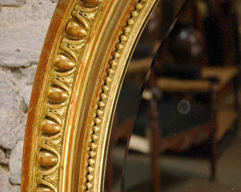 Antique 19th Century French Louis Seize Partially Gilt Oval Mirror with ...