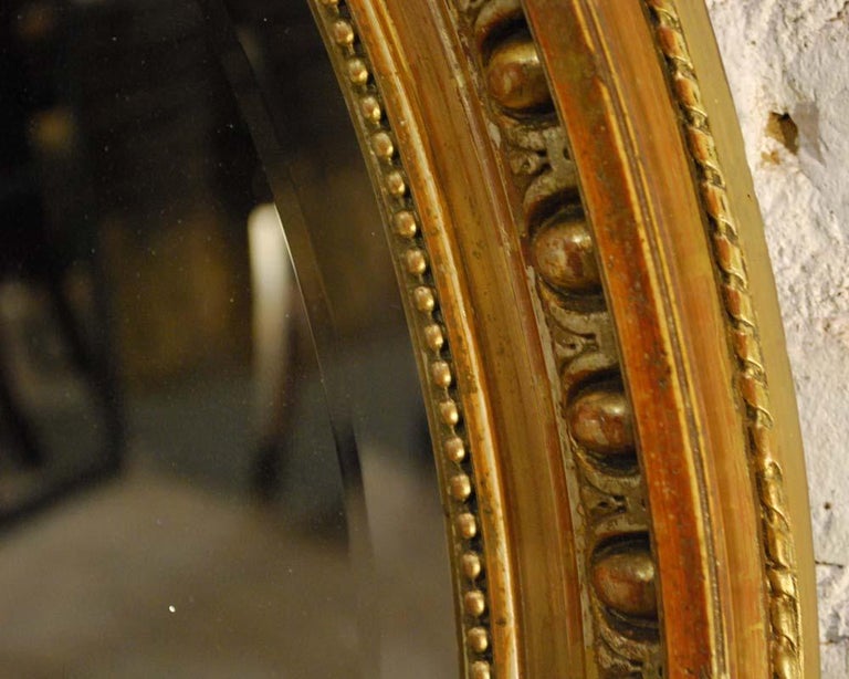 Antique 19th Century French Louis Seize Partially Gilt Oval Mirror with ...