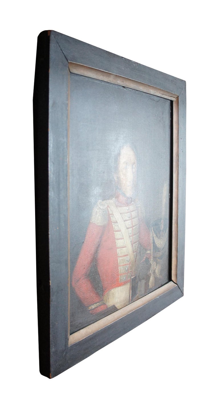 Antique 19th Century French Military Officer Portrait Oil Painting on Board For Sale at 1stDibs