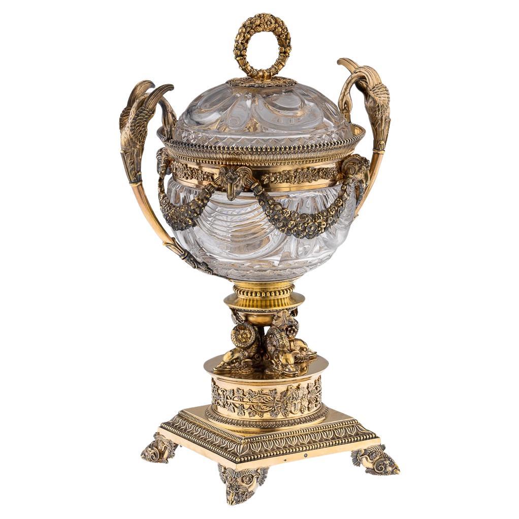 Antique 19th Century French Silver Gilt and Cut Glass Bowl On Stand ...