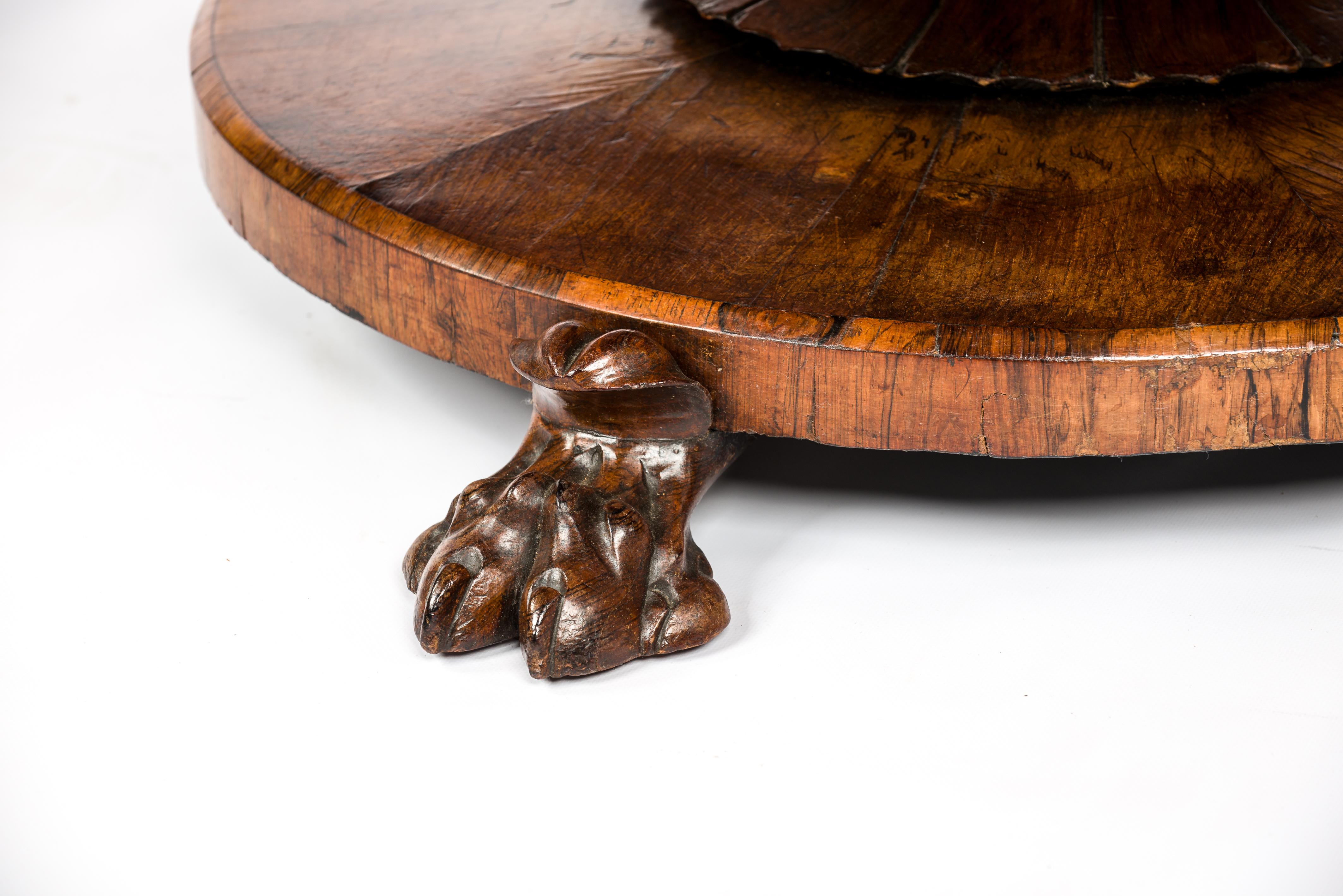 Antique 19th century French walnut warm honey color round coffee table ...