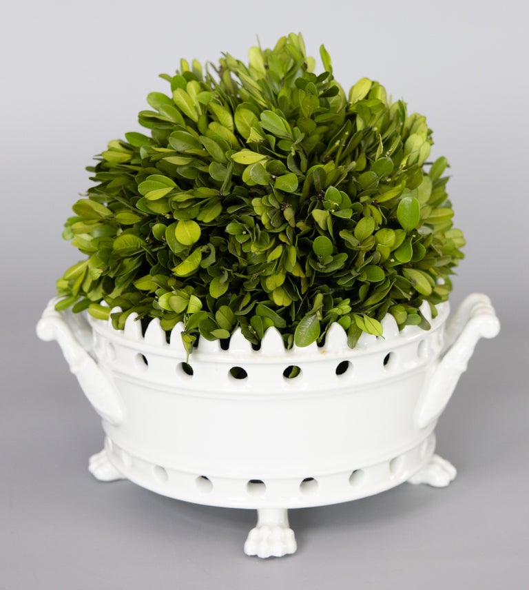 Antique 19th Century French White Porcelain Footed Cachepot Jardiniere ...