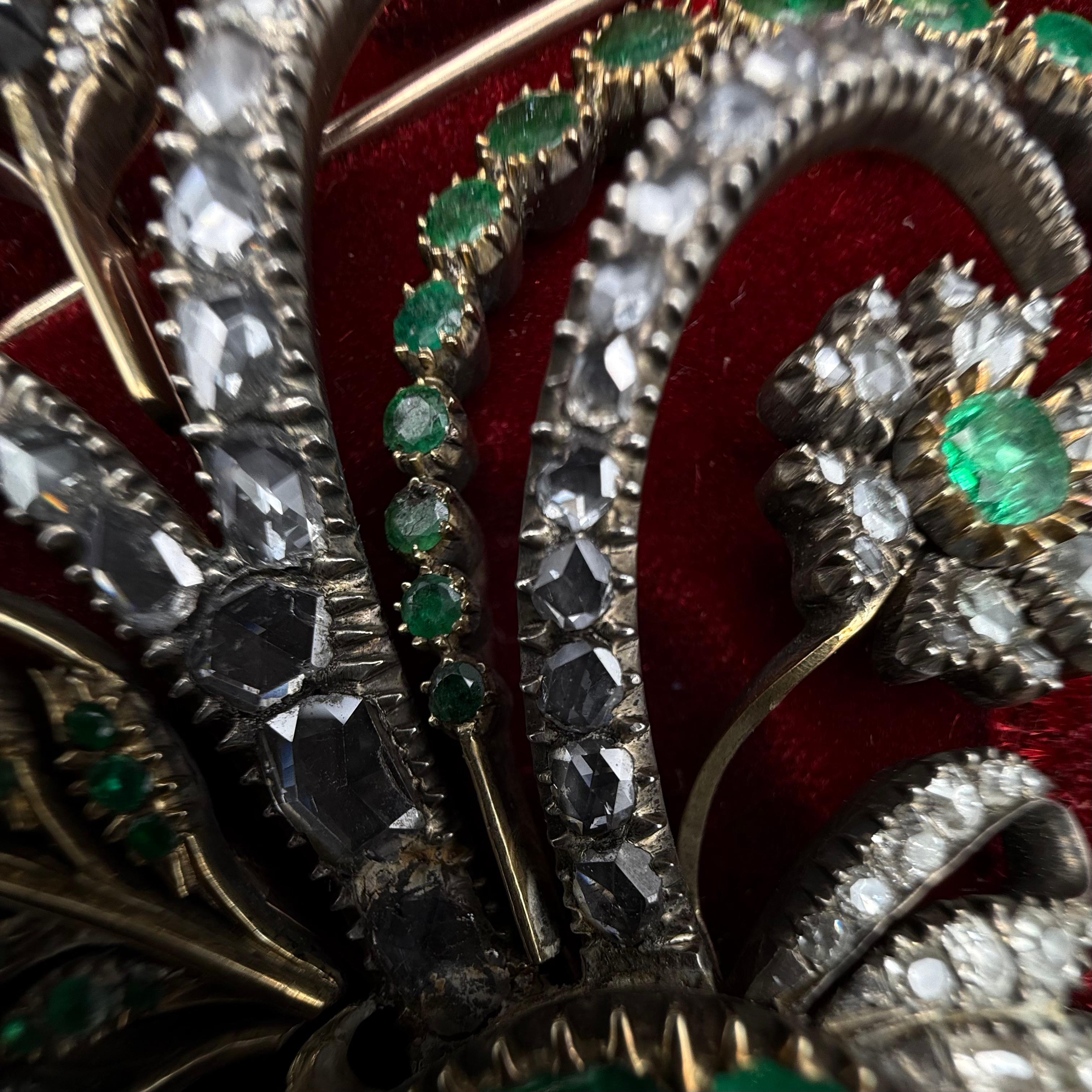 Antique 19th Century Georgian Aigrette En Tremblant Emerald Diamond ...
