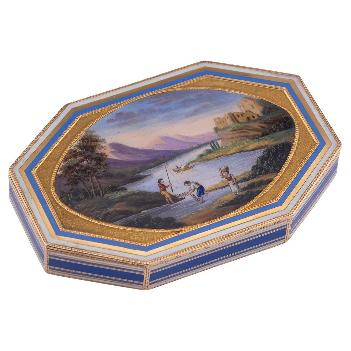 Antique 19th Century German 18K Gold and Enamel Snuff Box, Hanau c.1800 ...