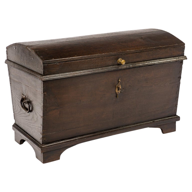 Antique 19th Century German Solid Oak Dome Top Chest Trunk Coffer Box ...