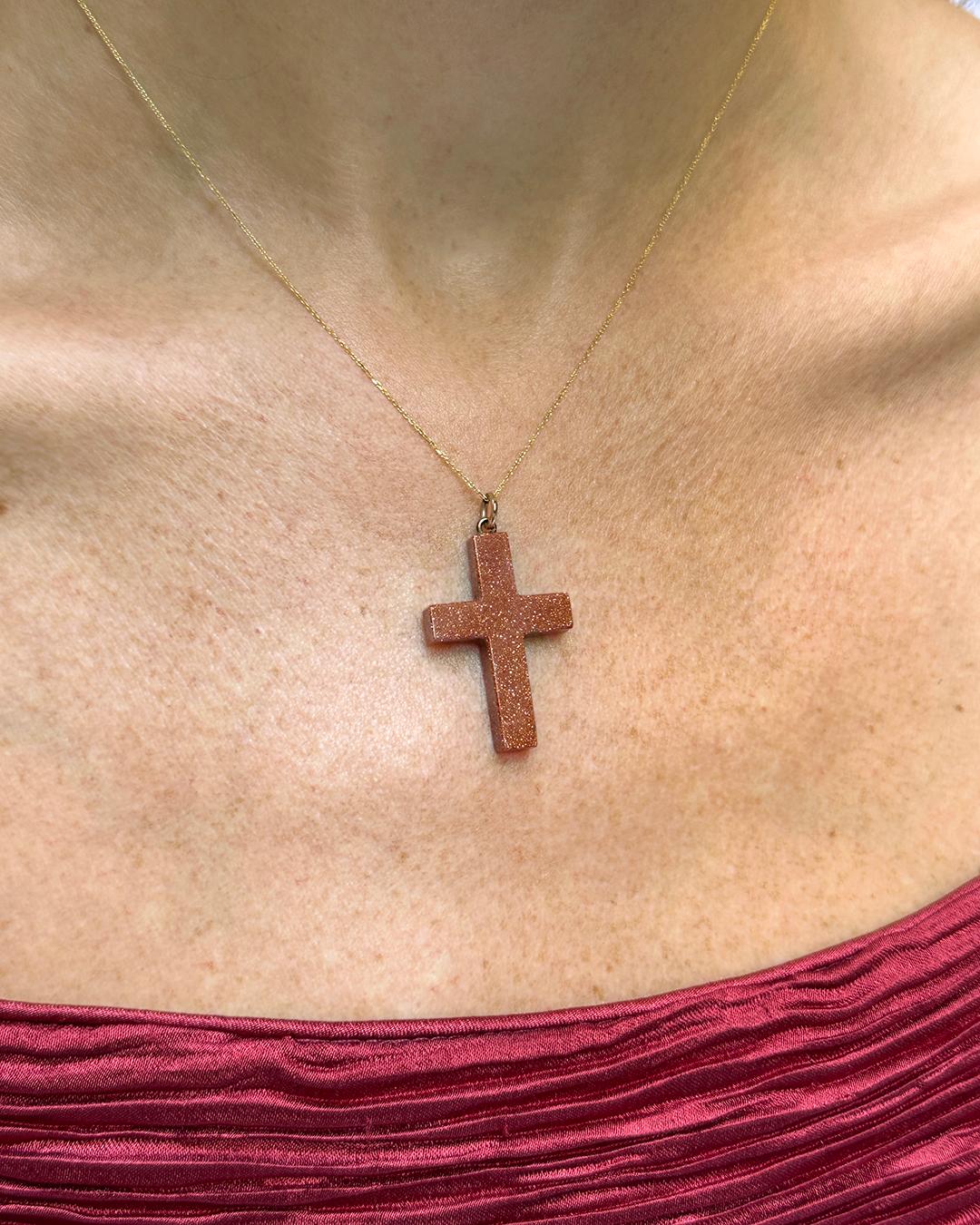 ANTIQUE 19th CENTURY GOLDSTONE CROSS For Sale at 1stDibs