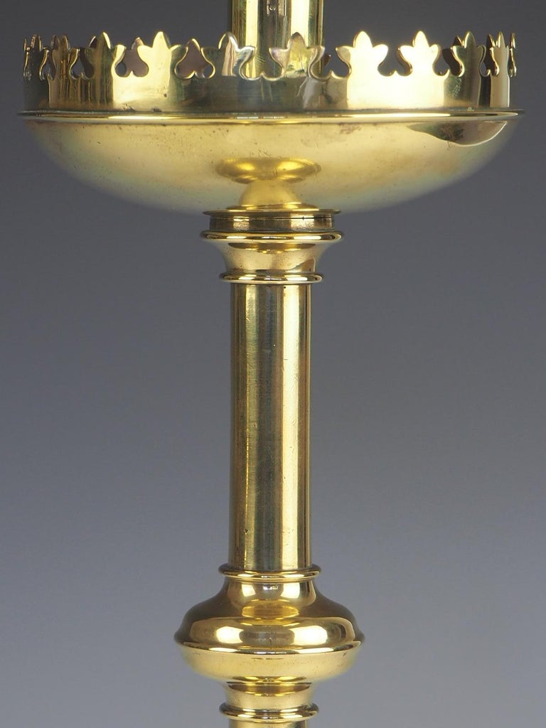 Antique 19th Century Gothic Brass Church Ecclesiastical Candlestick For ...
