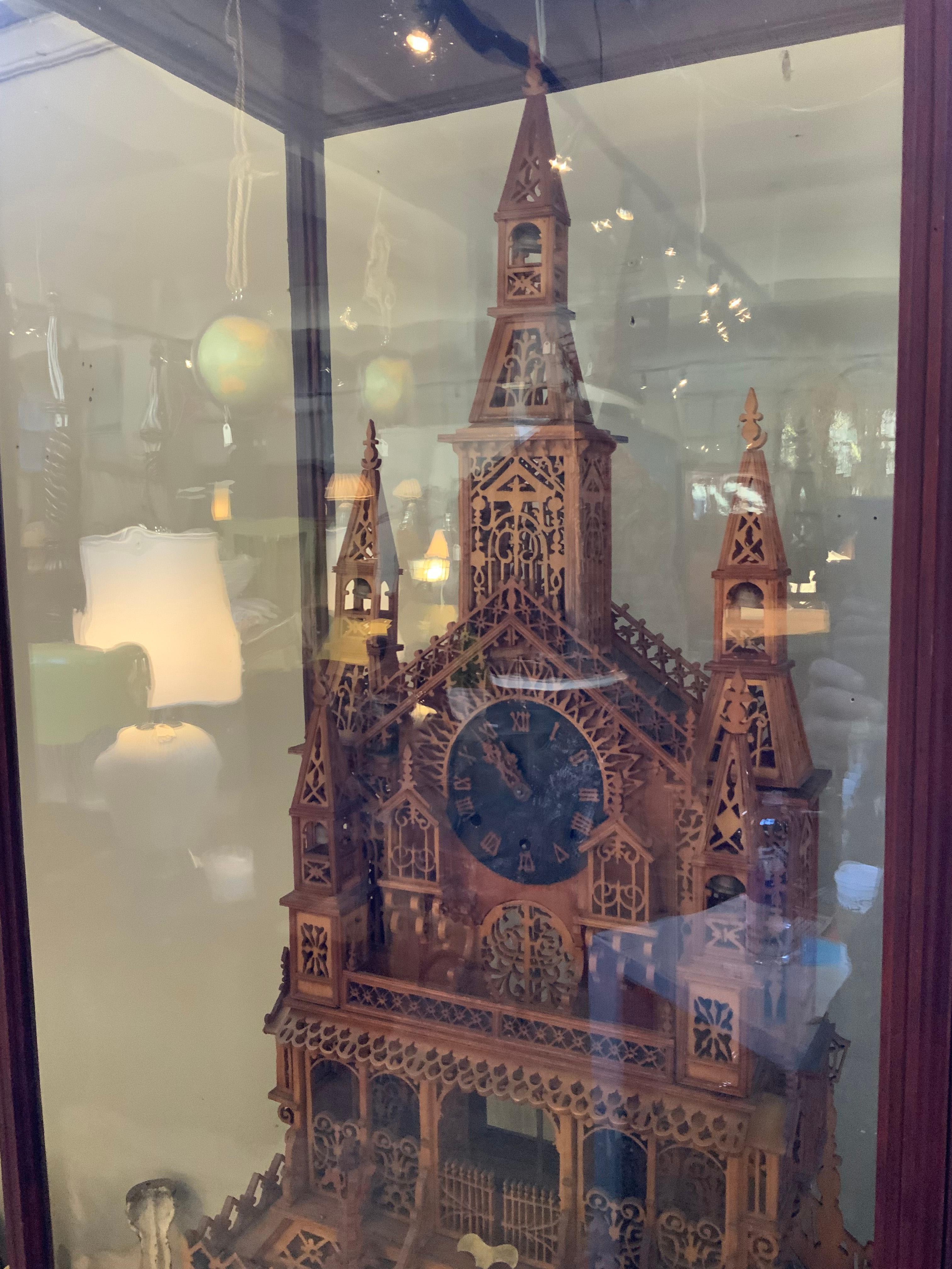 Antique 19th Century Handmade Church Clock in Original Glass Case For ...