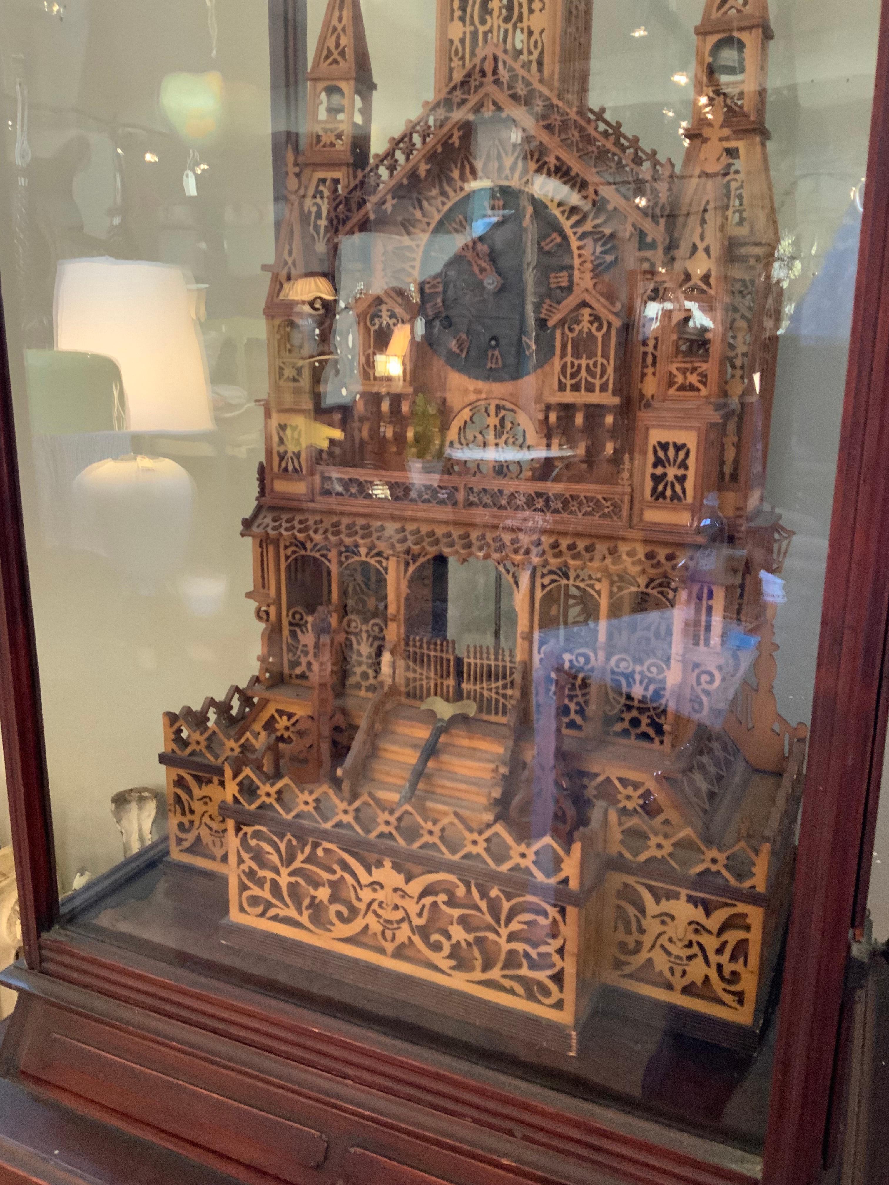 Antique 19th Century Handmade Church Clock in Original Glass Case For ...