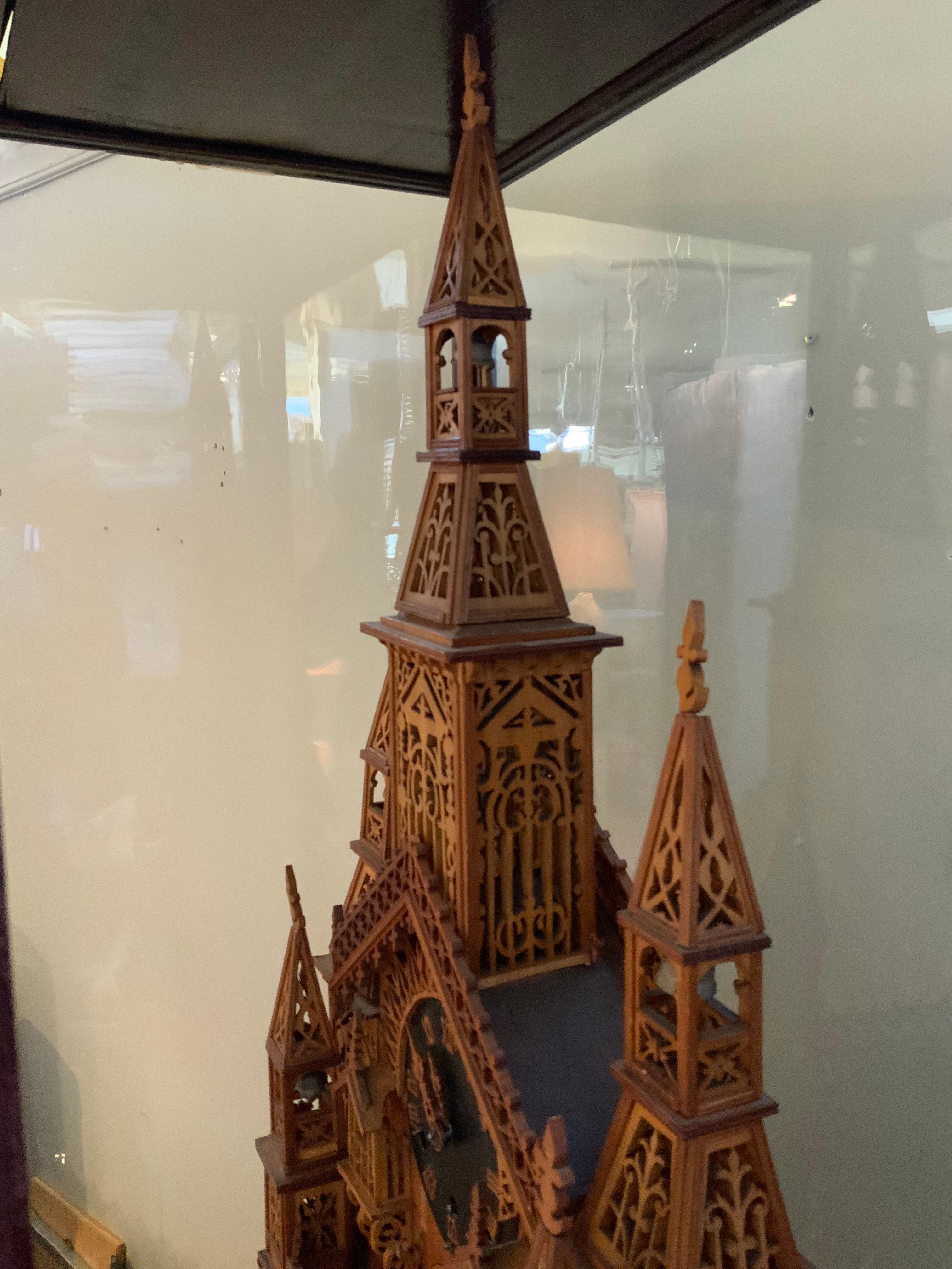 Antique 19th Century Handmade Church Clock in Original Glass Case For ...