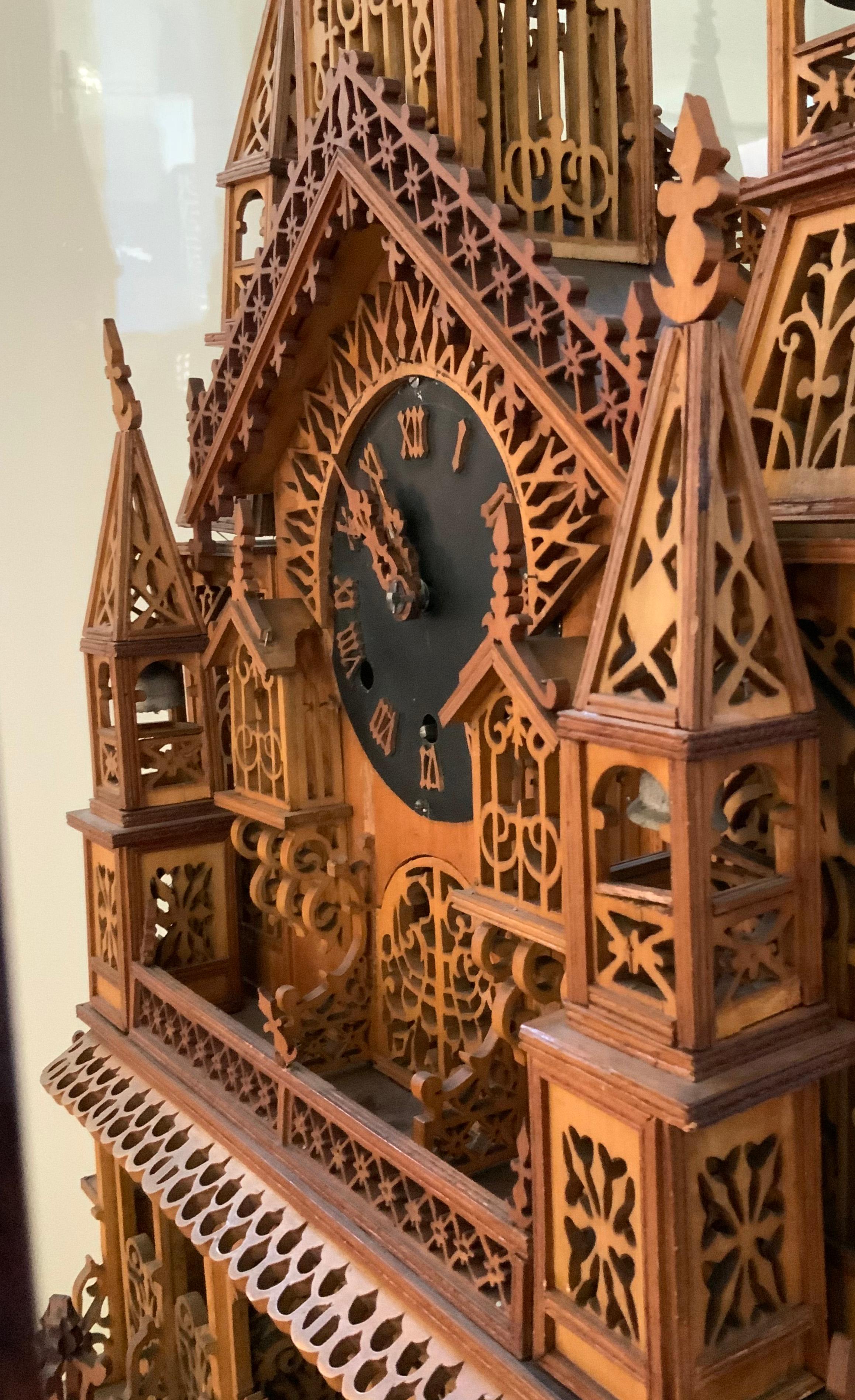 Antique 19th Century Handmade Church Clock in Original Glass Case For ...