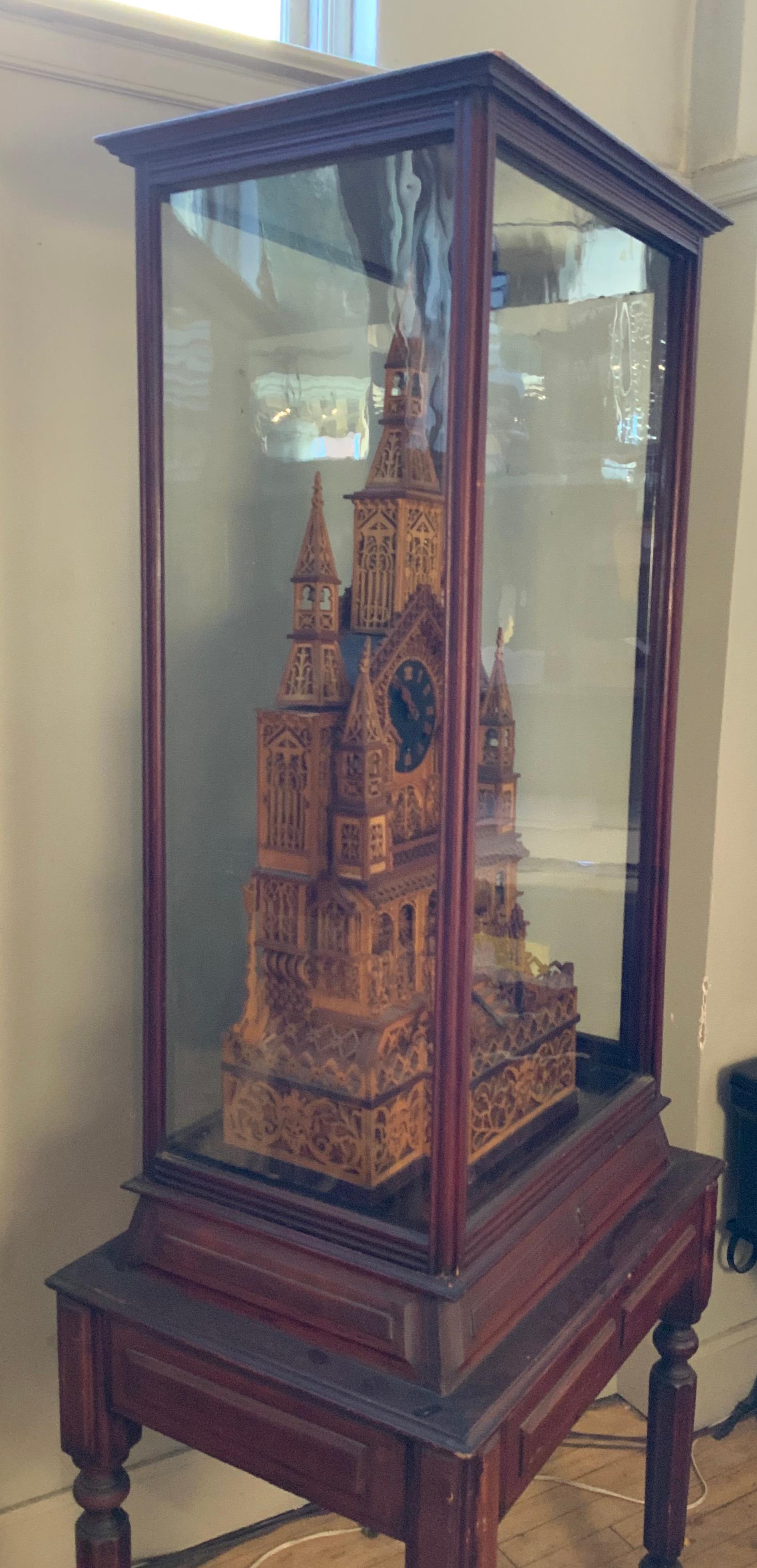 Antique 19th Century Handmade Church Clock in Original Glass Case For ...