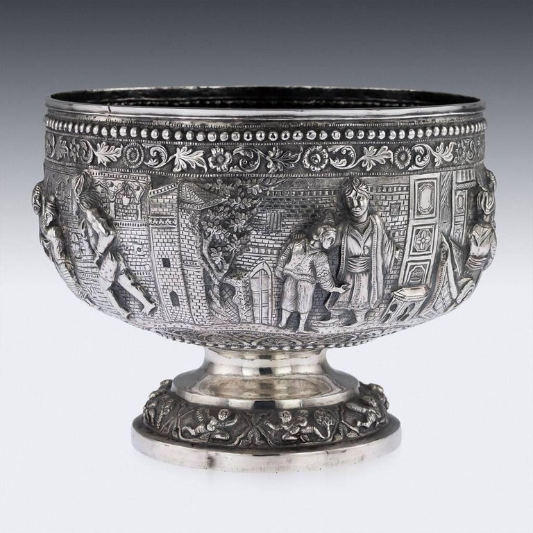 Antique 19th Century Indian Poona Solid Silver Decorative Bowl, circa ...