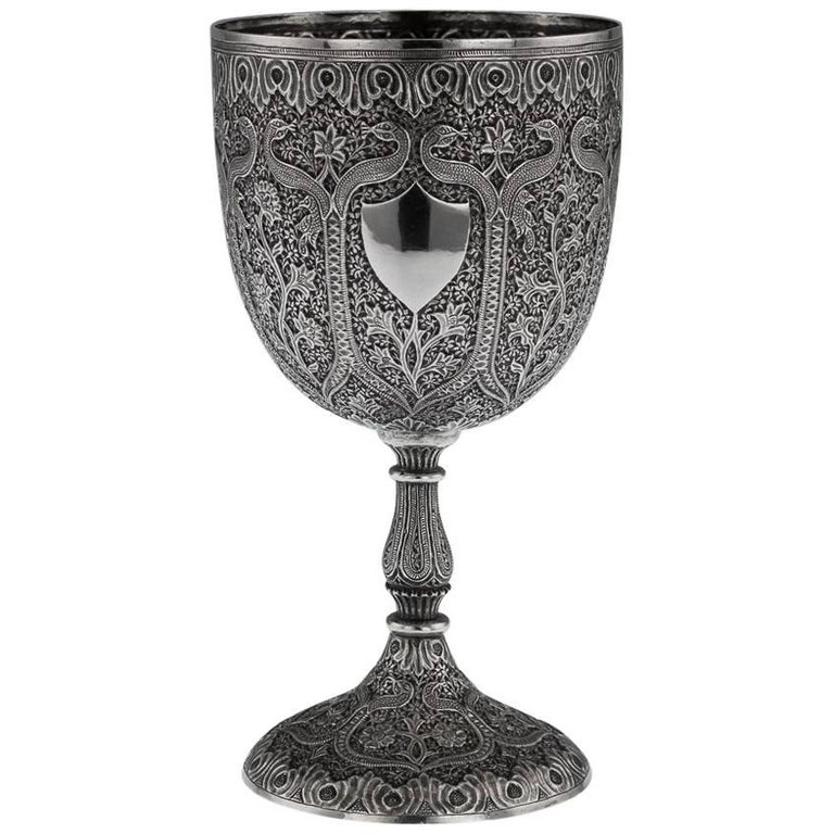 Antique 19th Century Indian Solid Silver Goblet, Kashmir, circa 1890 at ...