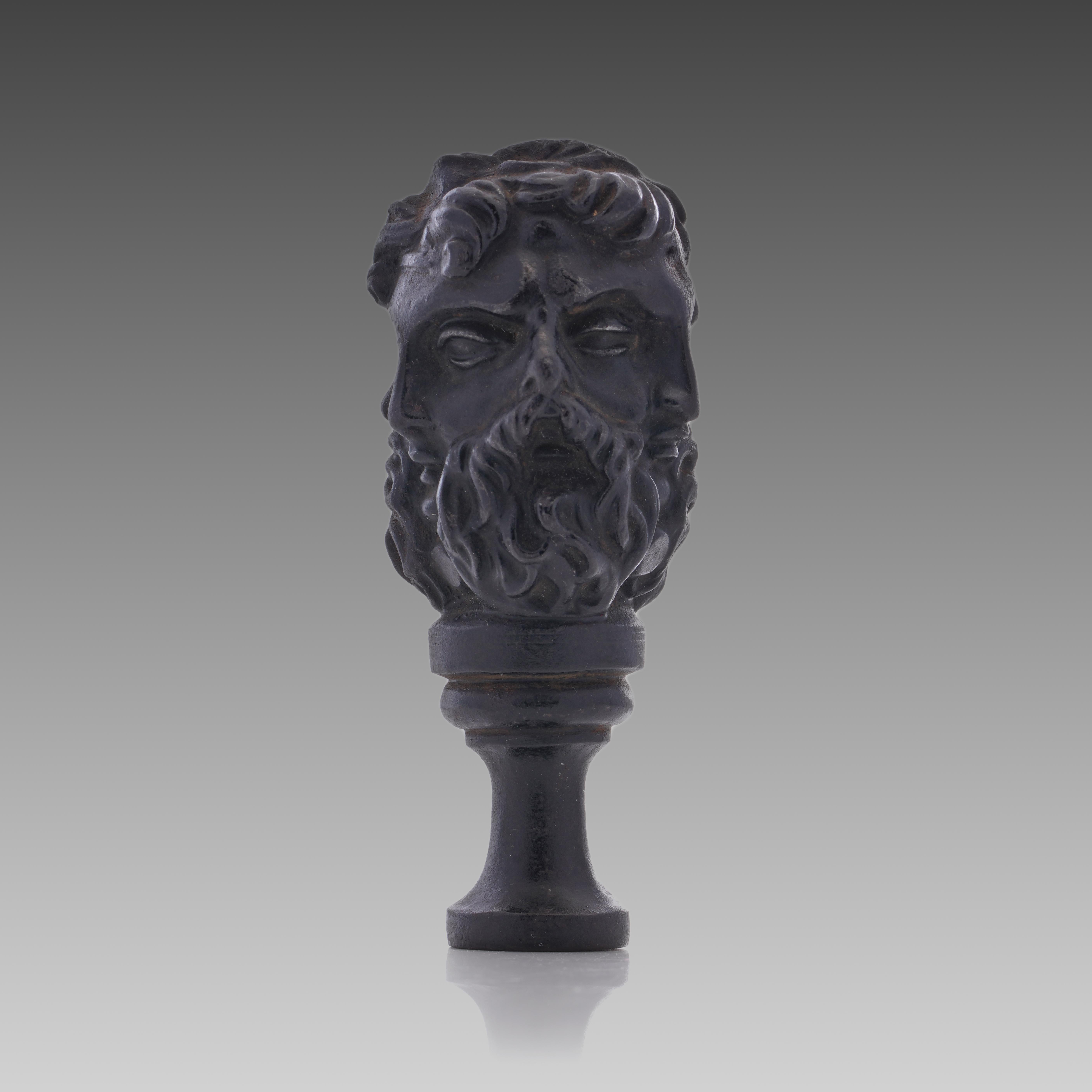 Antique 19th Century Iron Desk Seal Featuring the Deity's Six Faces For ...