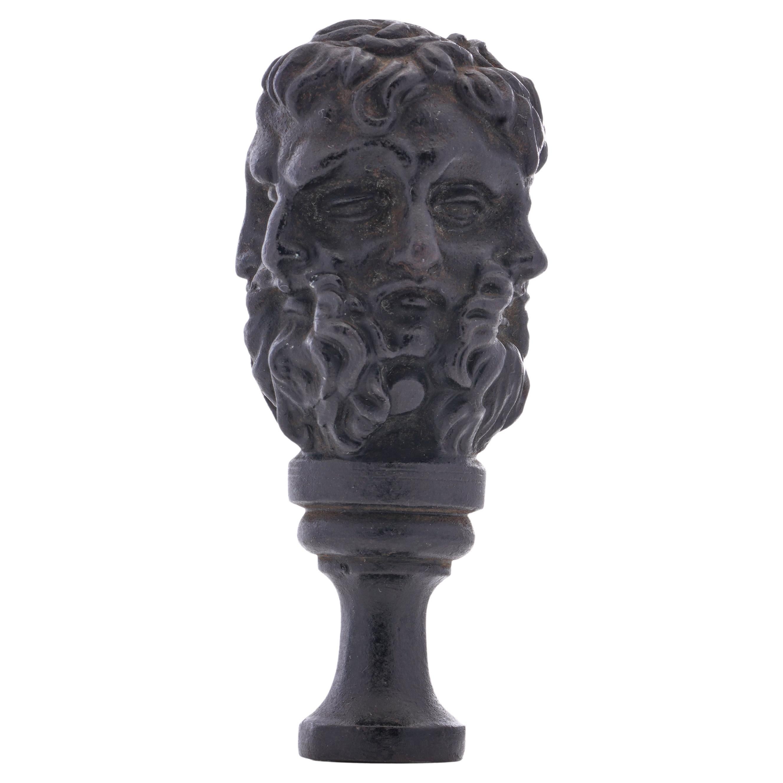 Antique 19th Century Iron Desk Seal Featuring the Deity's Six Faces For ...