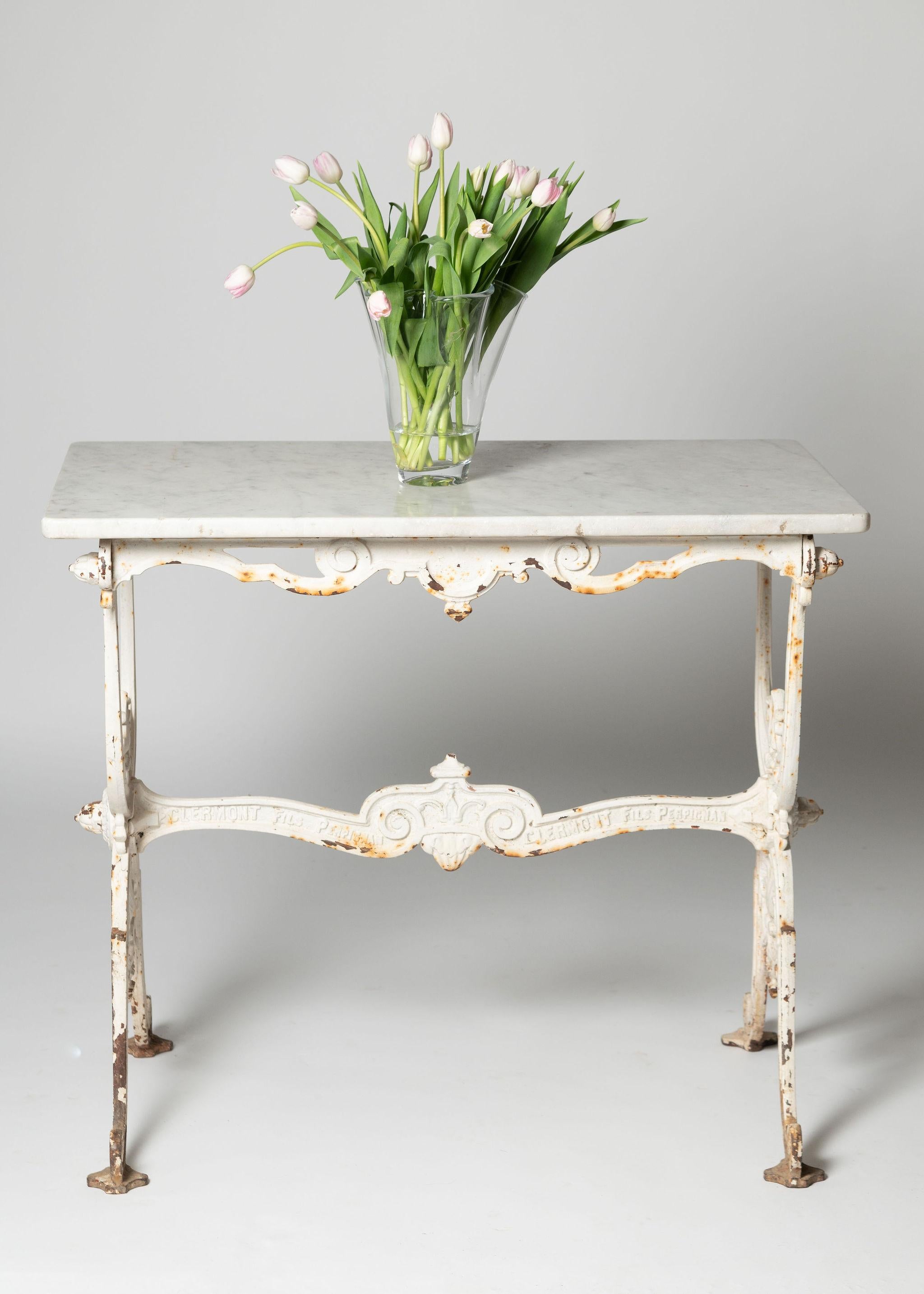 Antique 19th Century iron and marble table For Sale at 1stDibs