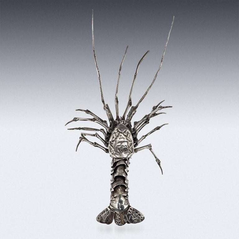 Antique 19th Century Japanese Silver Articulated Okimono Crayfish ...
