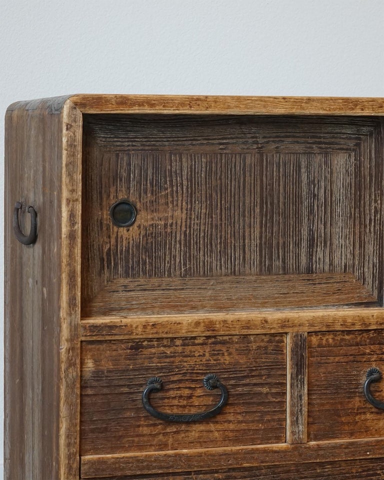 Antique 19th Century Japanese Tansu Chest, Wabi Sabi, Cedar Wood, Meiji ...