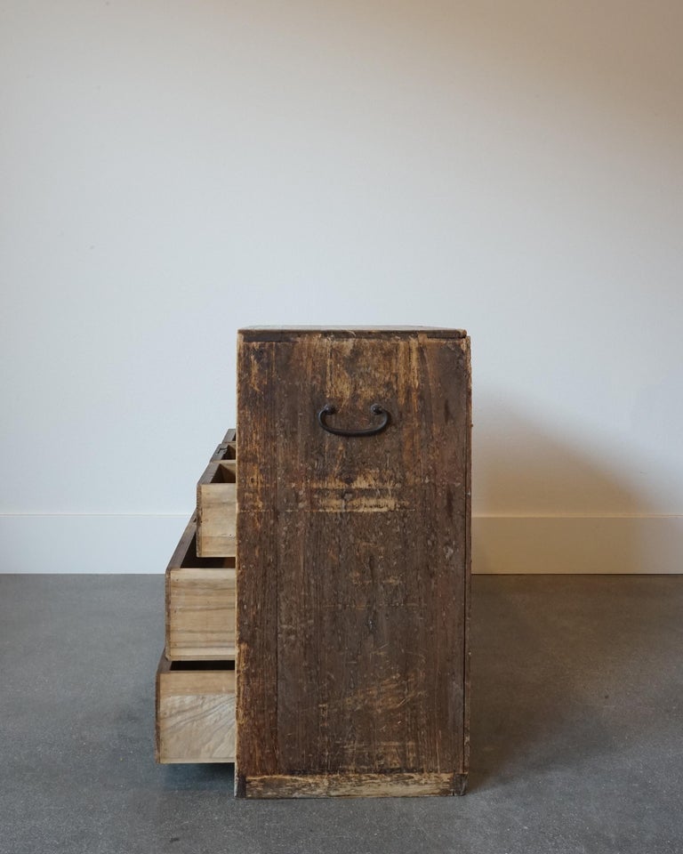 Antique 19th Century Japanese Tansu Chest, Wabi Sabi, Cedar Wood, Meiji ...