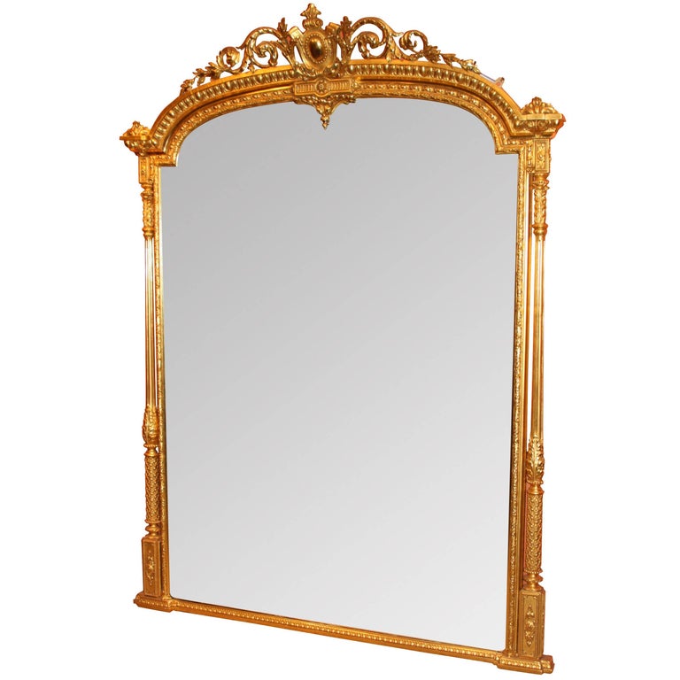 Antique 19th Century Large Overmantel Mirror at 1stDibs