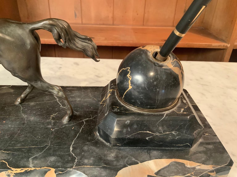 Antique 19th Century Marble and Bronze Horses Desk Set with Inkwells ...