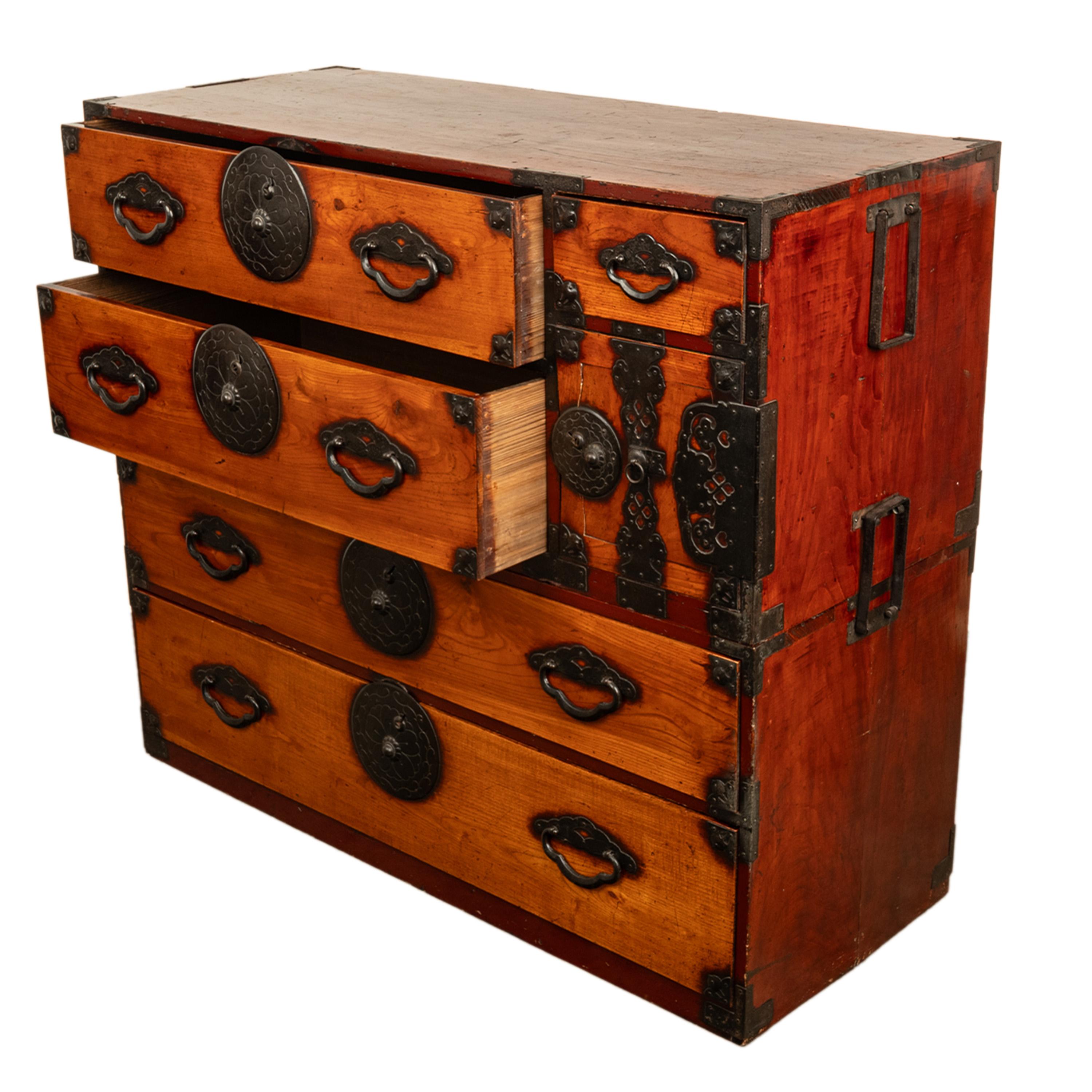 Antique 19th Century Meiji Period Japanese Tansu Isho Dansu Two Section ...